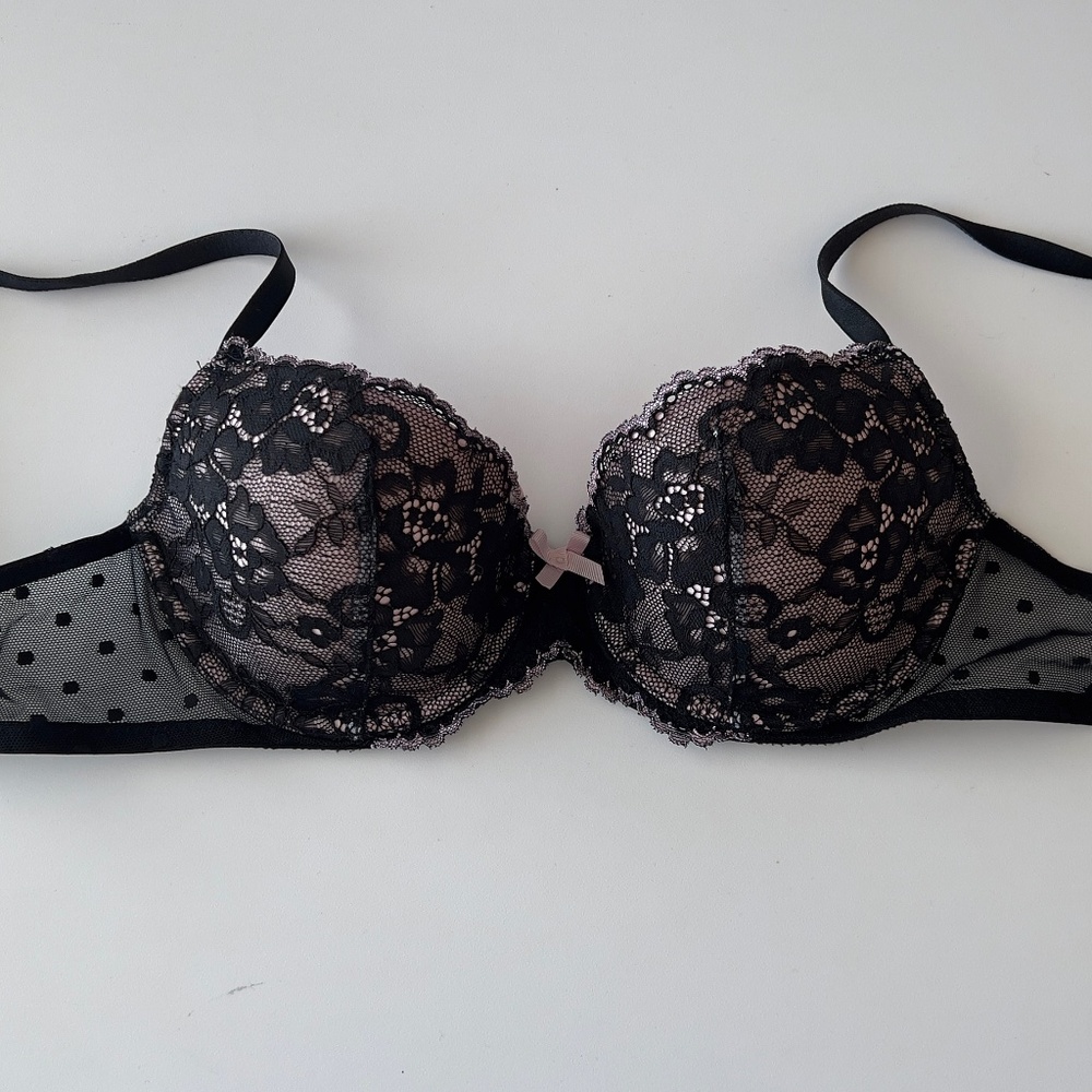Victorias Secret Black Lace Full Coverage Lined Demi … - Gem